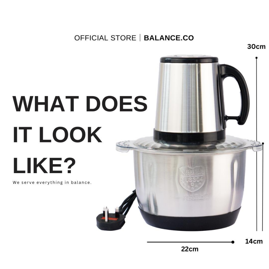 Balance.co 5L Stainless Steel Meat Grinder Chopper Blender Food Processor Daging Pengisar ...