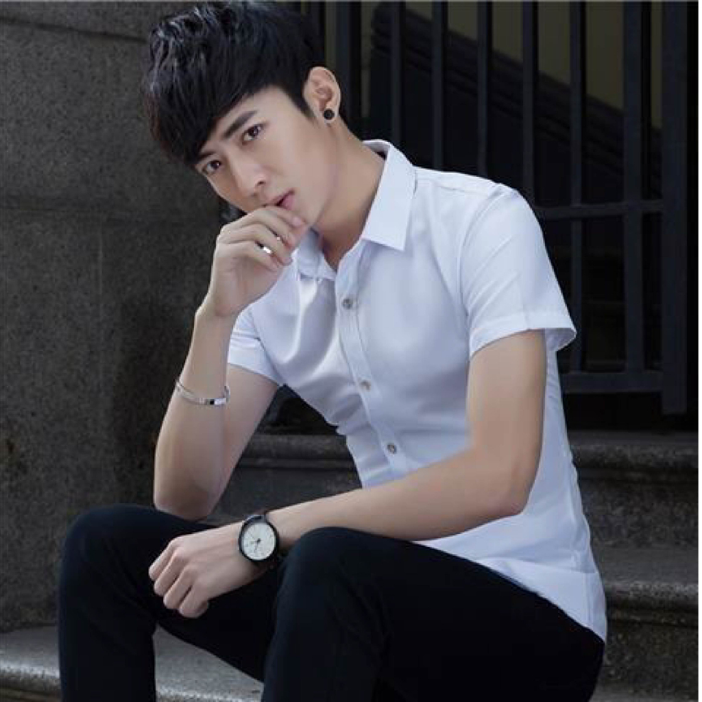 BOSC Short Sleeve Button Collar Shirt Men Plain Casual Baju Lelaki ...