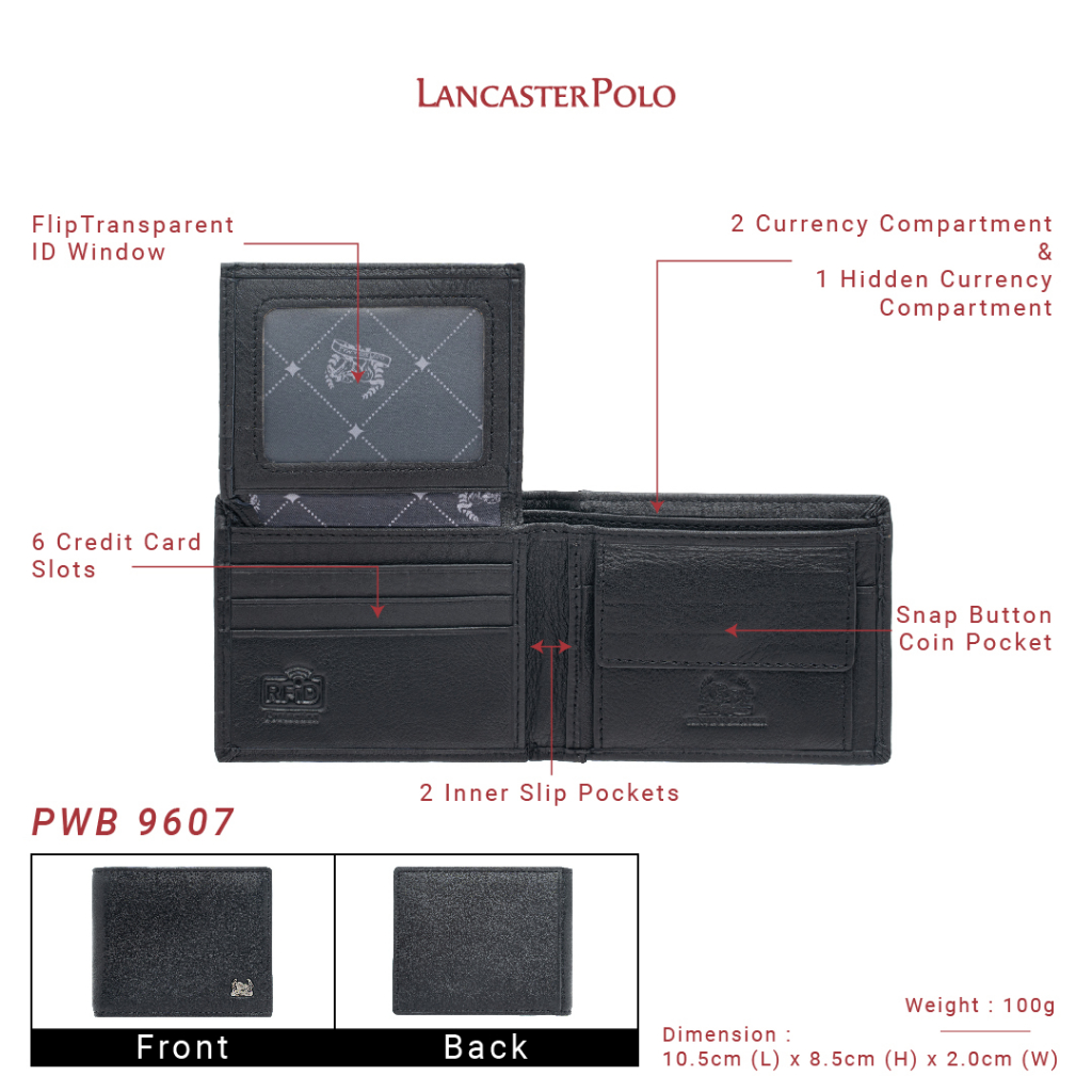 Lancaster Polo Top Grain Leather RFID Blocking Bi-Fold Wallet for Man ...