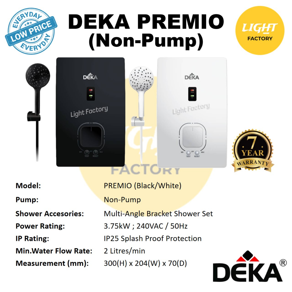 DEKA D50 | DEKA PREMIO Non-Pump Water Heater Instant Heat Water Heater ...