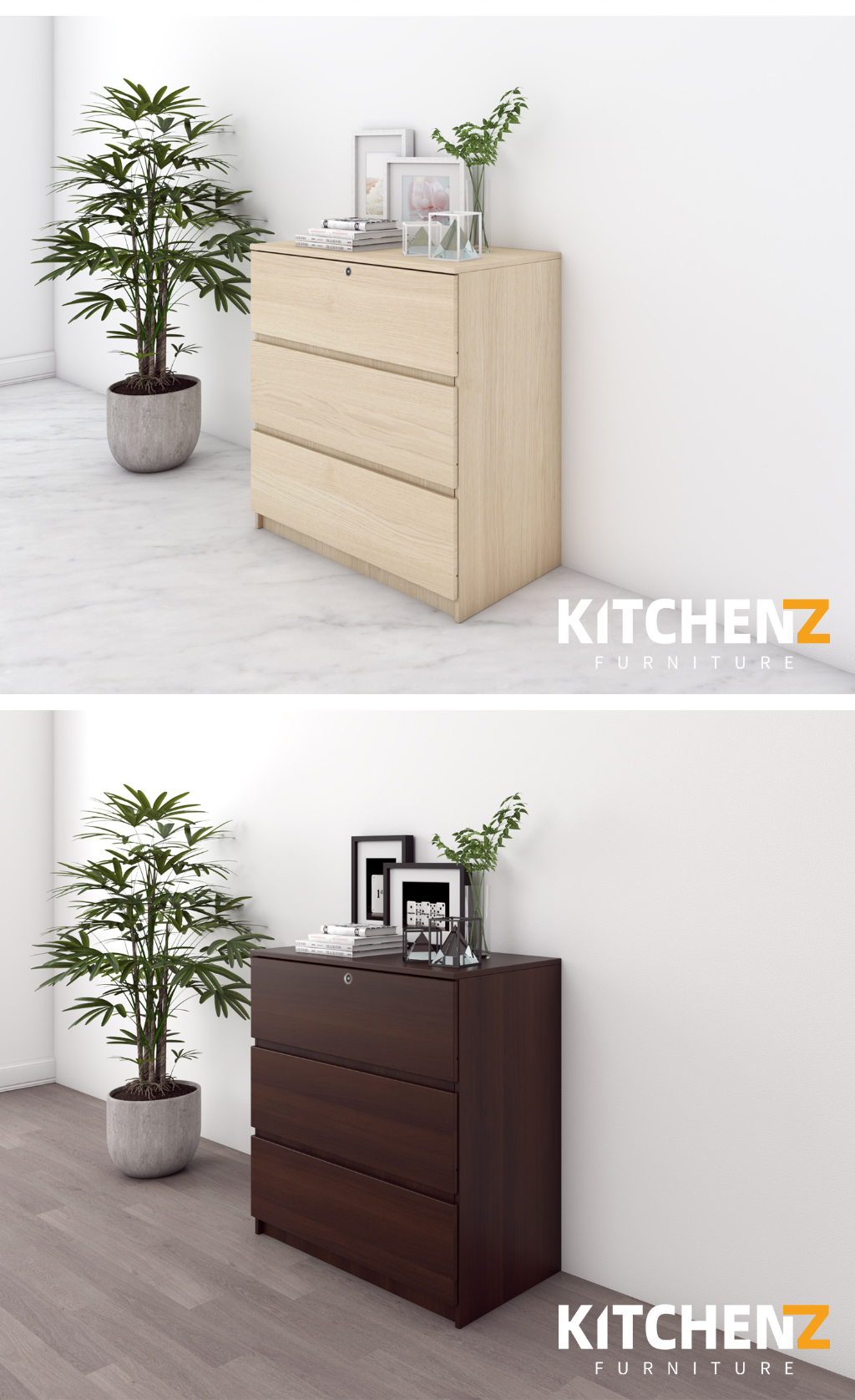 KitchenZ 3 Layers Chest Drawer Storage with Locker Big Size 7000/7010 ...