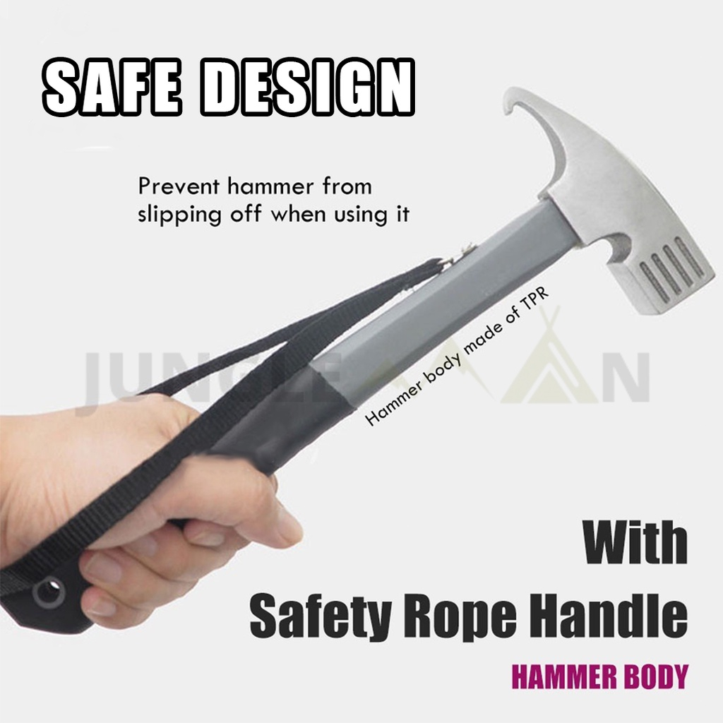 JUNGLEMAN Camping Hammer Multi-purpose Peg Hammer Heavy Duty Tukul Besi ...
