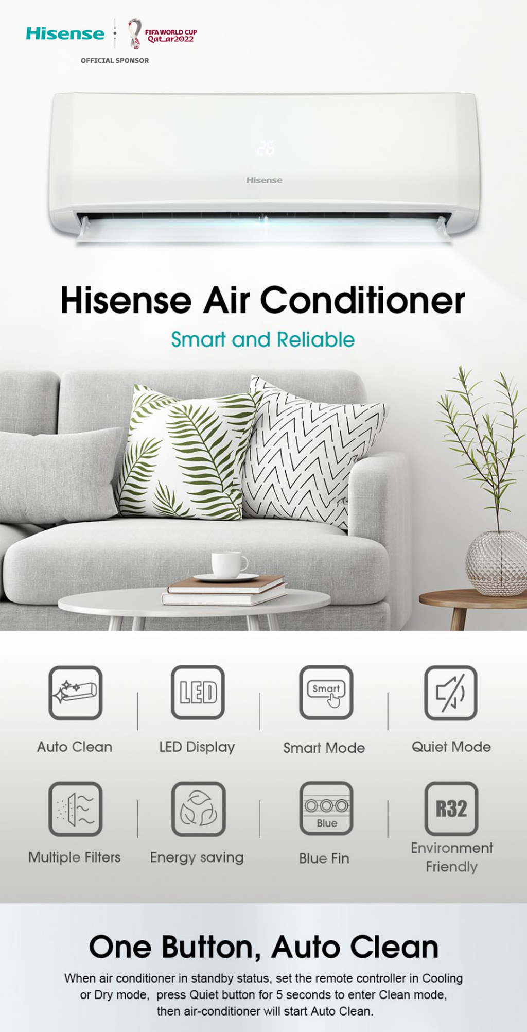 Hisense Air Conditioner (1.0-1.5HP) Non-Inverter Purification Healthy ...