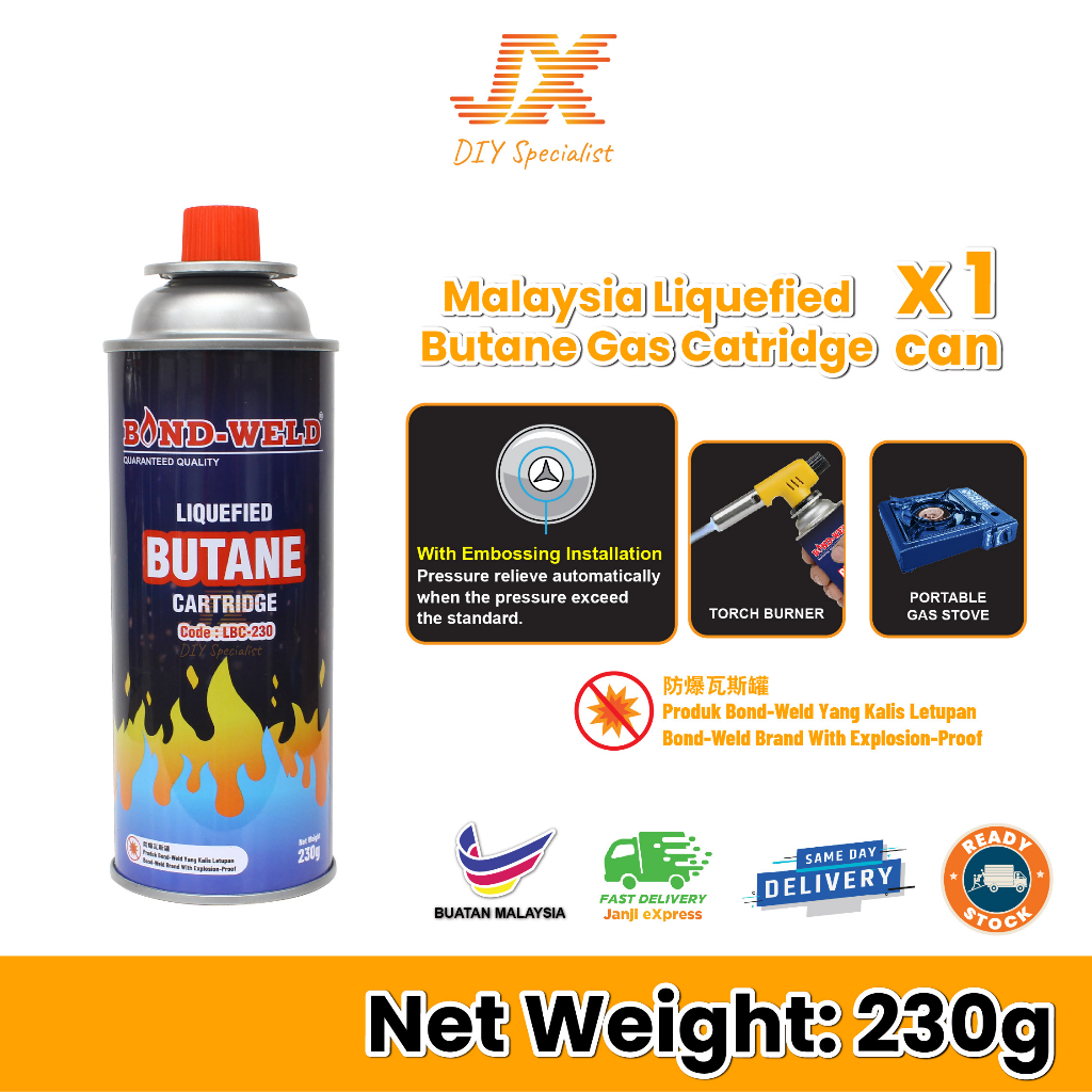 Liquefied Butane Gas Cartridge 230g 4 bottle Gas Tin Gas Dapur Gas ...