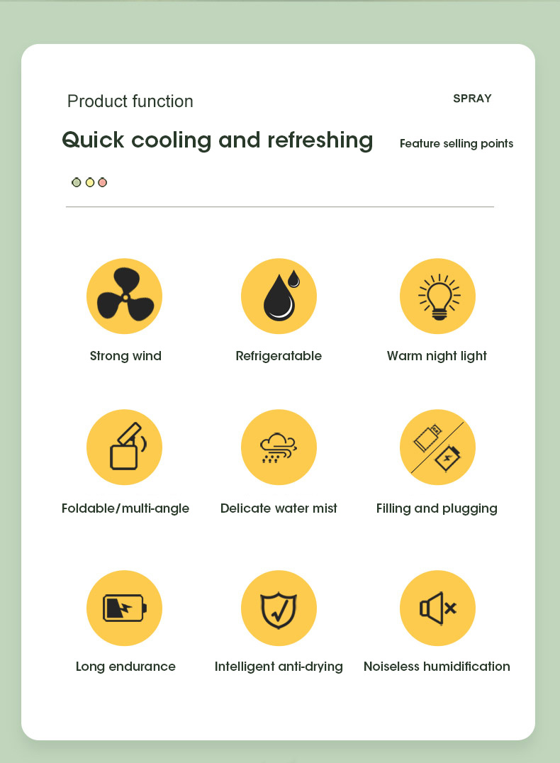 Swiss Thomas Mini USB fan strong wind 3in1 folding nano spray ...