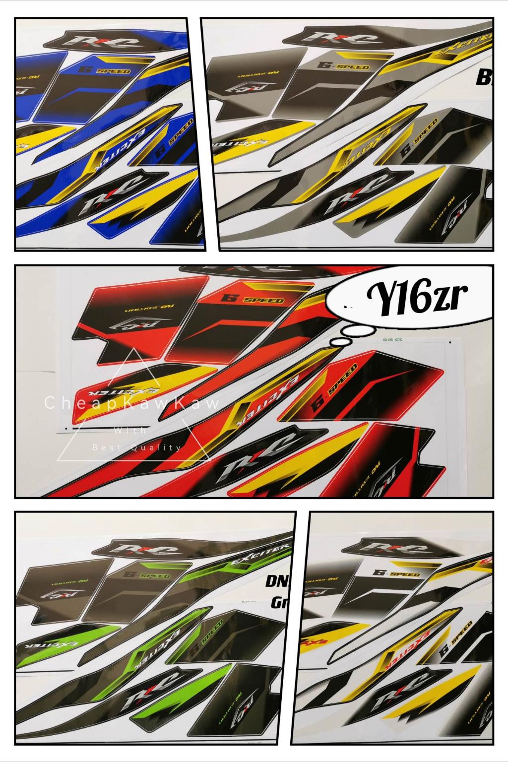 Y16 Y16ZR Custom Exciter RC ( 70 ) Body Cover Set Stripe Sticker White ...