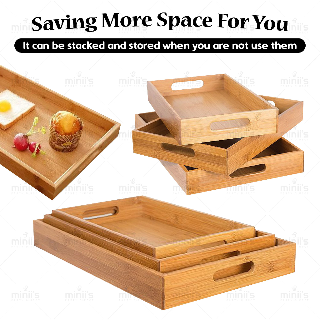 RAYA Miniis Dulang Kayu Wood Bamboo Trays wooden tray with handles ...