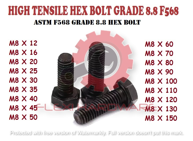 Grade 8.8 - M8 Hex Bolt Hex Screw DIN933 Hexagon Head Screw Outer Hex ...