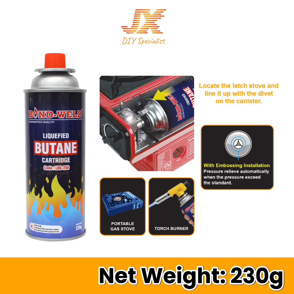 Liquefied Butane Gas Cartridge 230g 4 bottle Gas Tin Gas Dapur Gas ...