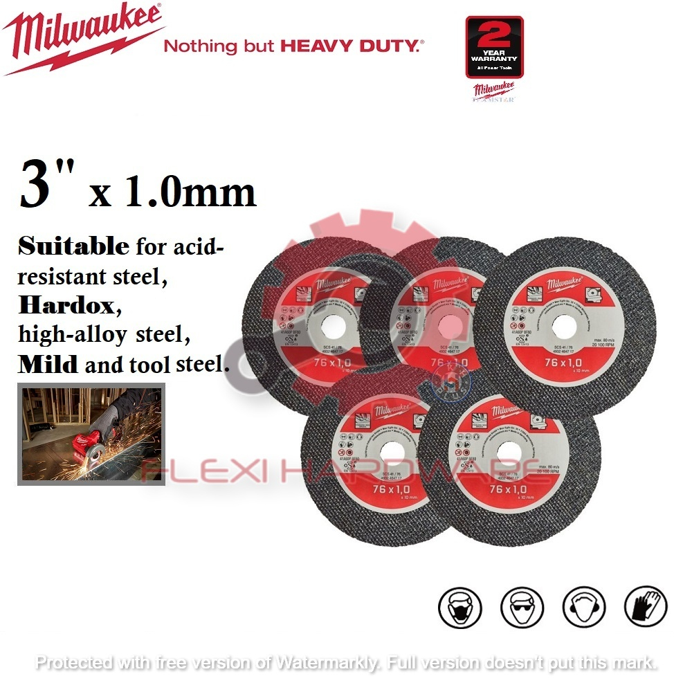 Milwaukee Metal Cut Off Wheel Cutting Disc 3 Inch / 76mm, Per Pack of 5 ...