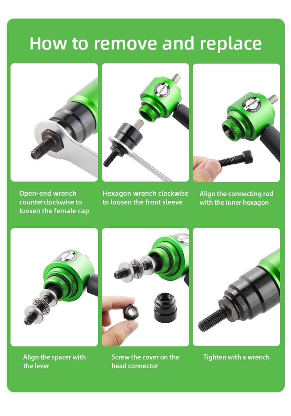 Hifeson Electric Pull Rivet Riveter Nut Gun Insert Rivet Nut Tool Auto ...