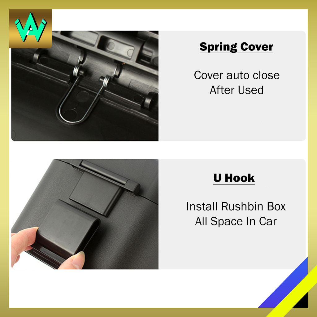 Car Dustbin Box Trash Bin Rubbish Box Mini Hanging Back Seat Waterproof ...
