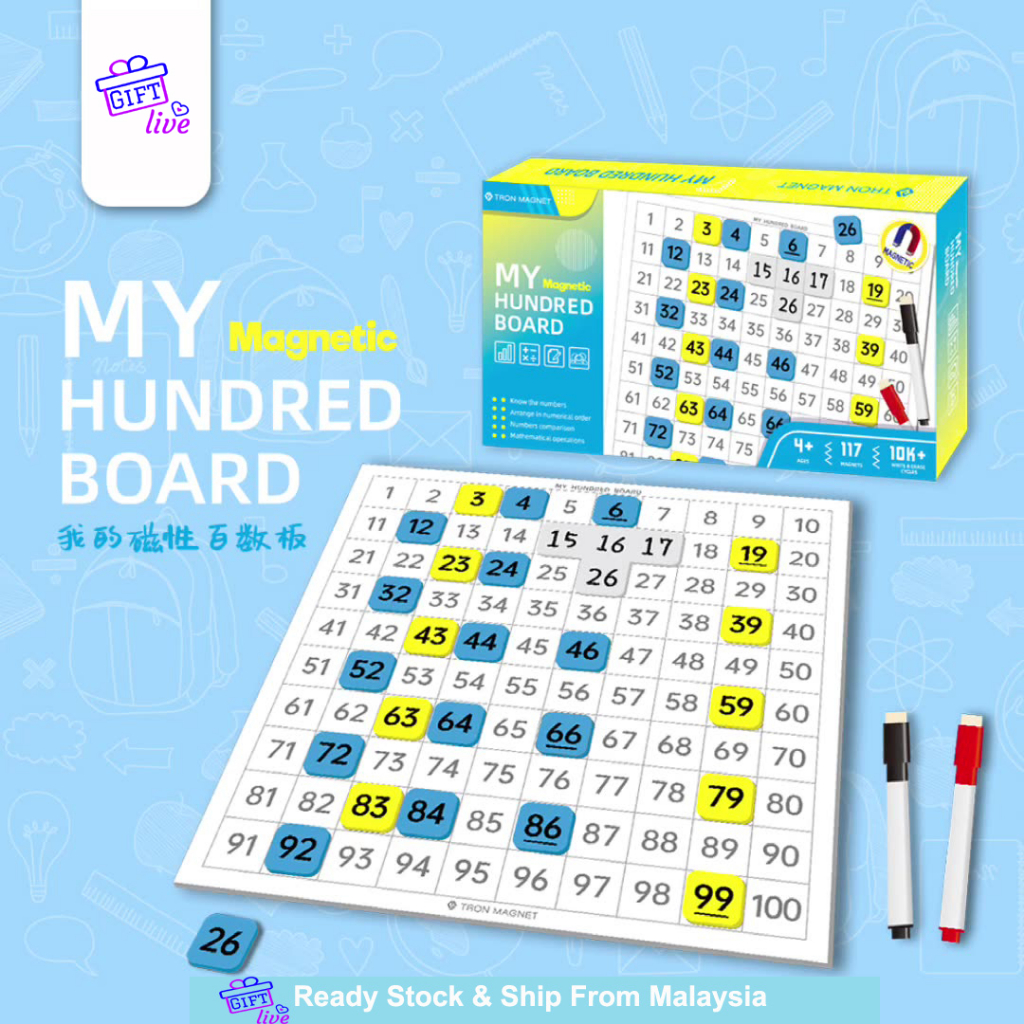 1-100 Magnetic Hundred Number Board Mathematical Teaching Aid ...