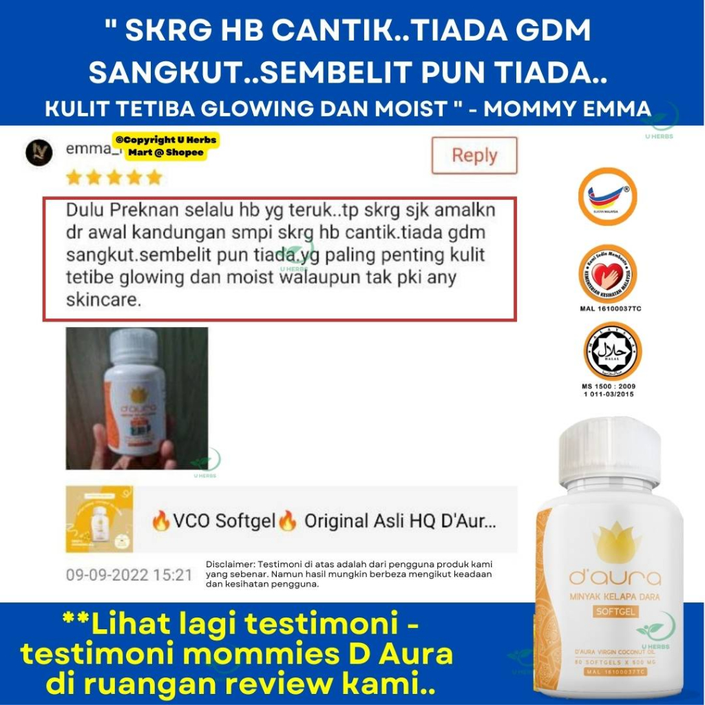2 Botol VCO 80 Kapsul Minyak Kelapa Dara Original D Aura Extra Virgin ...