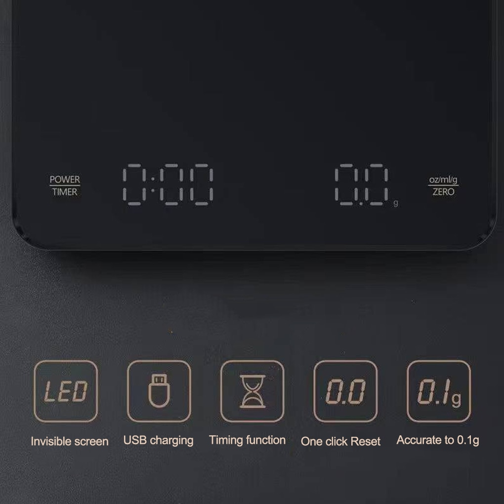 TrioNinja Coffee Electronic Scale Built-in Auto Timer Coffee Scale ...