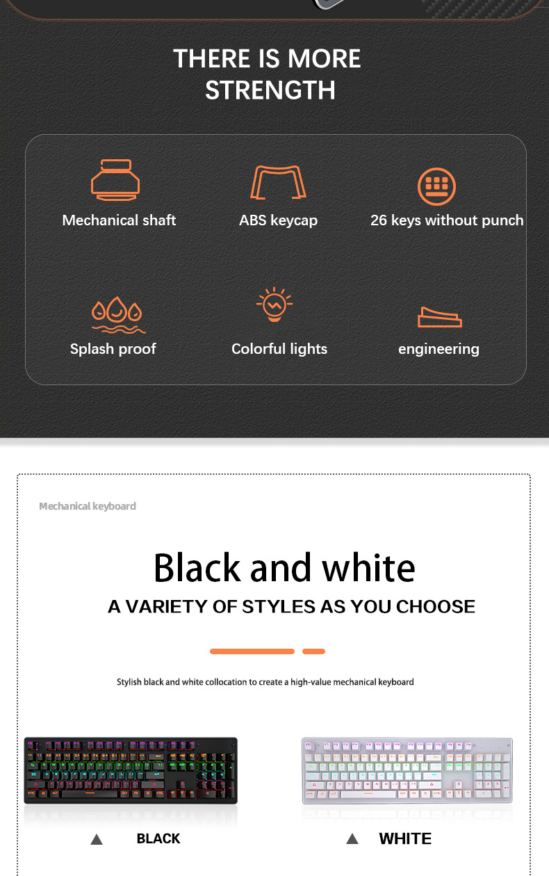 LEAVEN K880 Mechanical Keyboard RGB Wired Gaming keyboard mechanical ...