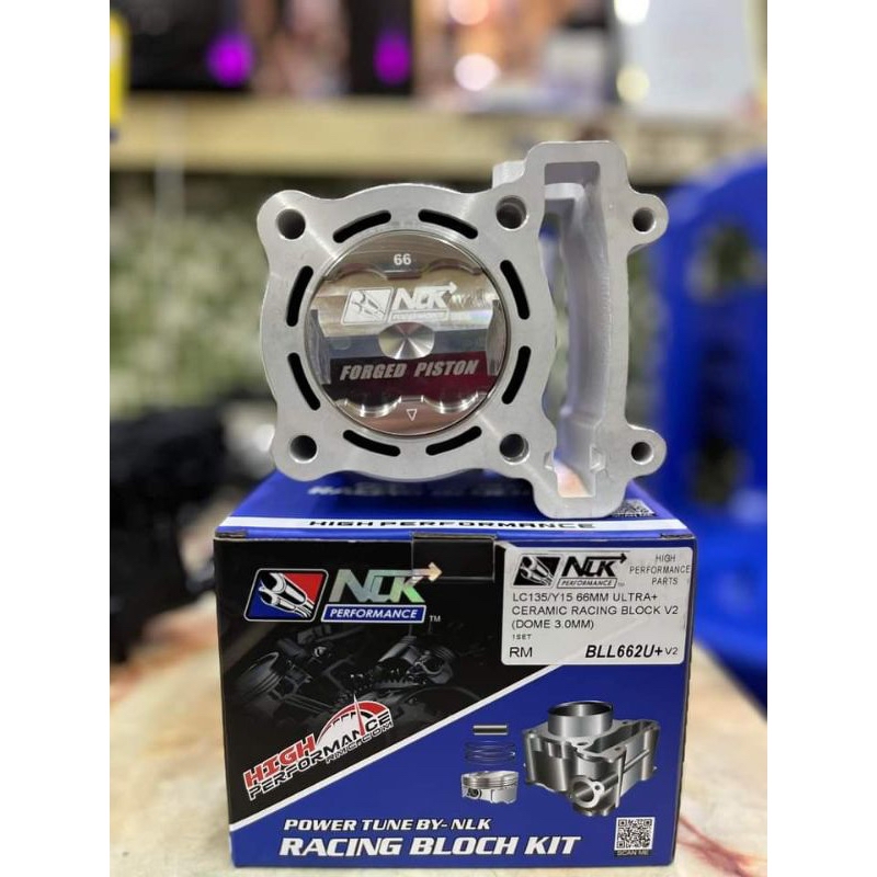 Y15 LC135 NLK Ultra+ V2 Racing Block Forged Dome Piston Siap Tingkap Sleeve Panjang +2MM ...