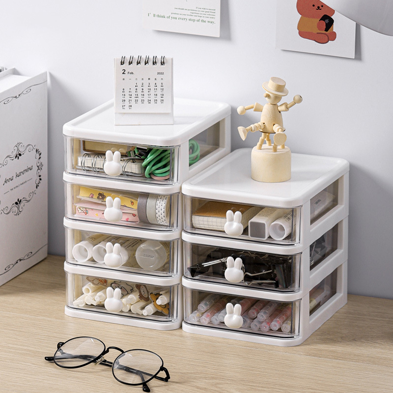 🇲🇾 Ready Stock Desktop Storage Drawer Cute Rabbit Transparent Drawer ...