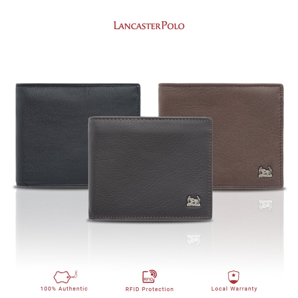Lancaster Polo Top Grain Leather Bi-Fold RFID Blocking Wallet For Man ...