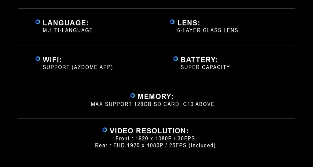 AZDOME M27S Full HD Dual Channel Front & Rear DashCam Night Vision ...