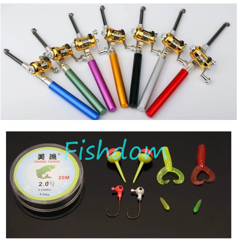 FISHDOM Set Pen Line shape Fishing Rod Portable Pocket Telescopic Mini ...