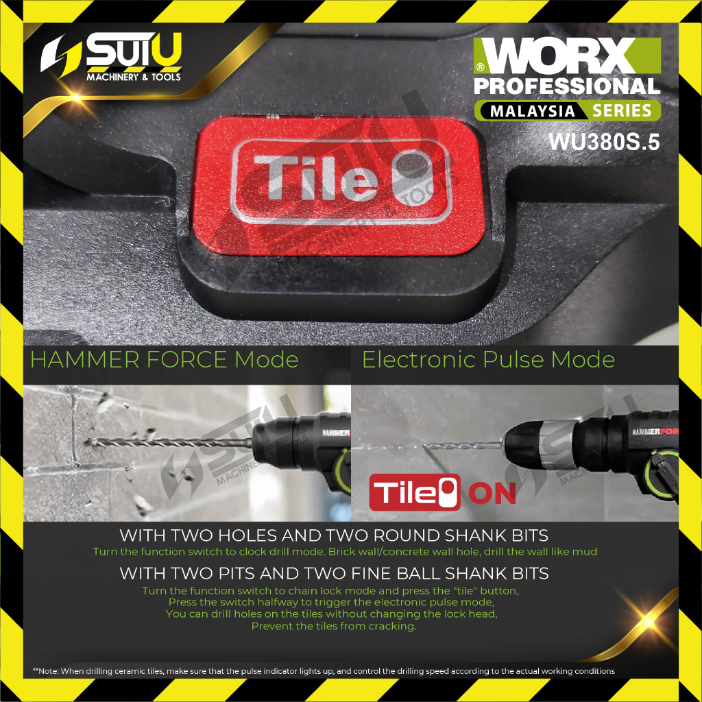 WORX WU380S.5 20V 18MM 1.7J Brushless Cordless SDS-Plus Rotary Hammer ...