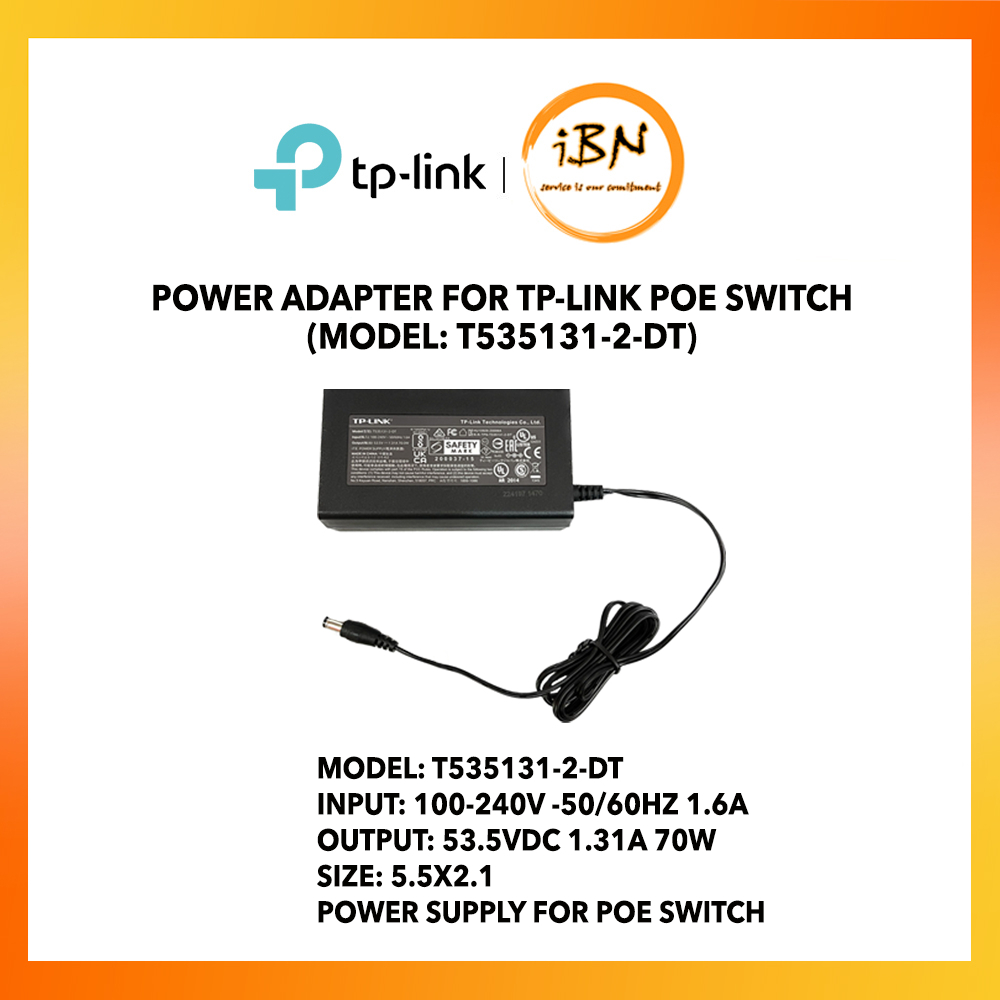 TP-LINK POE SWITCH Power Adapter for 53.5VDC 1.31A 70W 5.5x2.1 Power ...