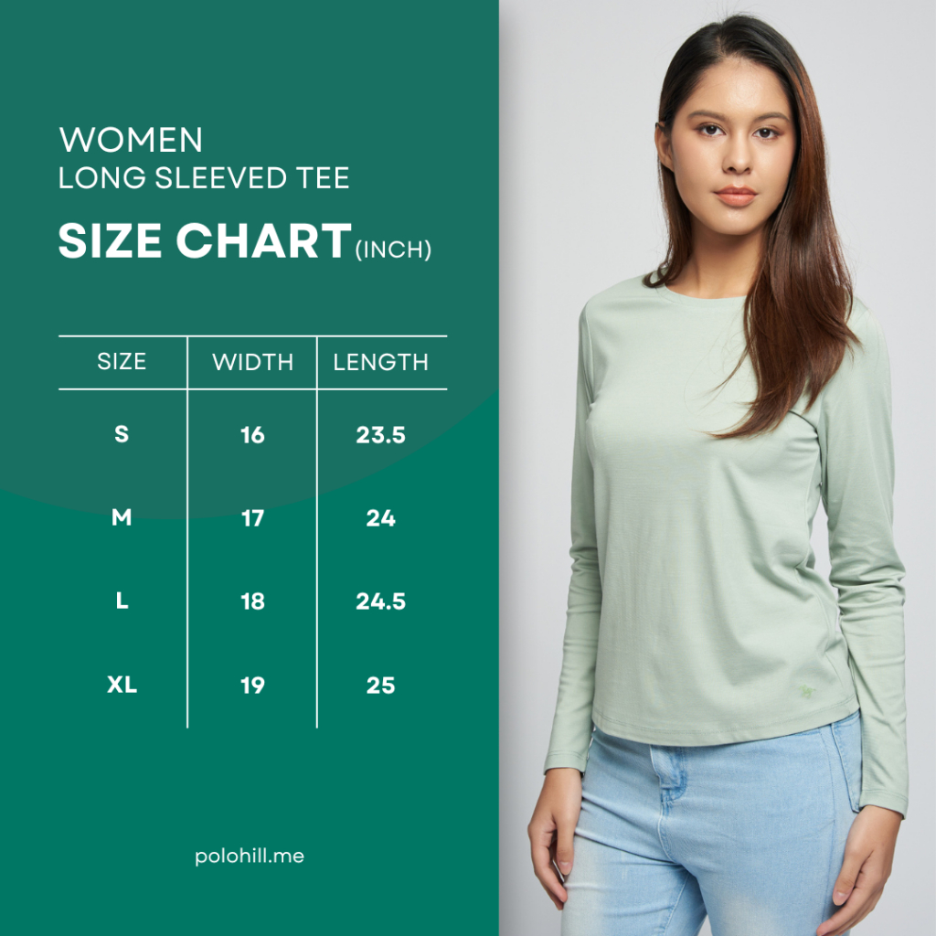 POLO HILL Ladies Long Sleeve Round Neck Tee PLAR-LA802 (Blue/Green ...