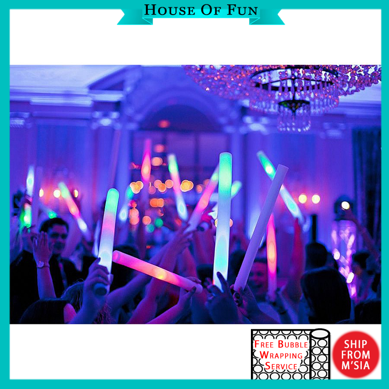 Colorful LED Foam Stick Glow Sticks Cheer Tube RGB LED Glow in the Dark ...