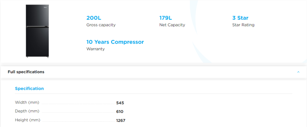 [COMBO SET] Midea 2 Door Refrigerator (200L) MDRT267MTB30 & Fully Auto ...