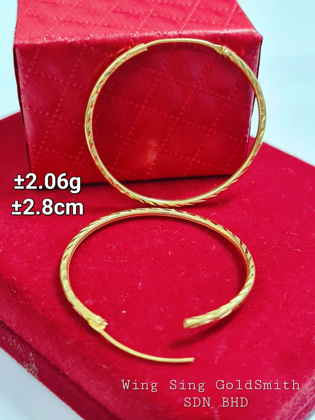 Wing Sing 916 Gold Thicker Type Hoop Ring Earrings / Subang Bulat Tebal ...