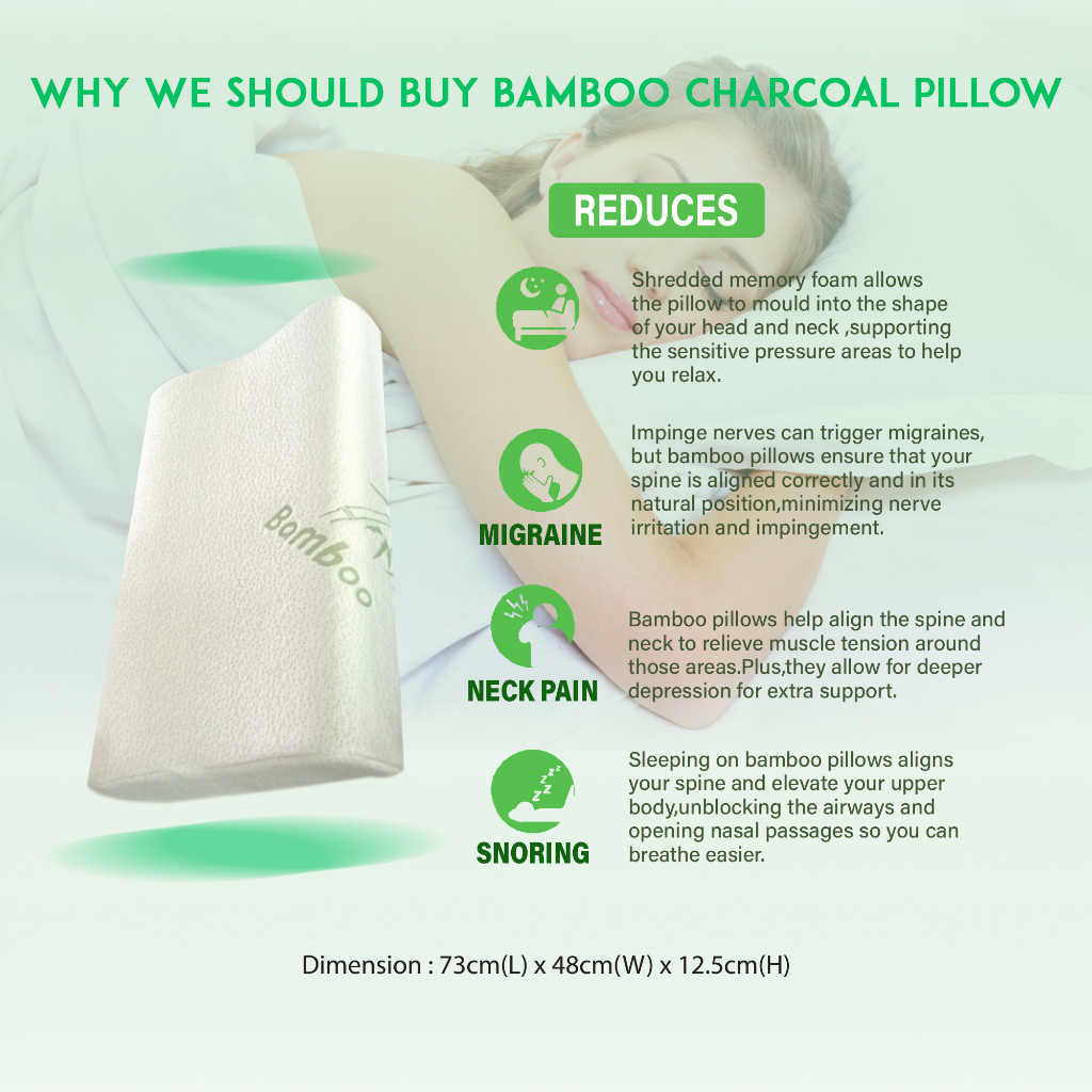 Dreamynight Home Bamboo Charcoal Contour Shaped Memory Foam Pillow ...