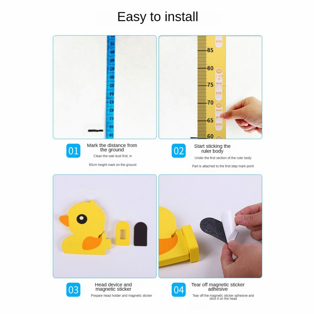 3D Kids Measuring Chart for Wall Removable Adjustable Child's Measuring ...