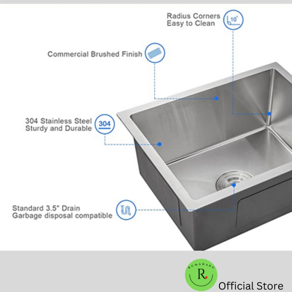 RumahAku 304 Handmade( Besar / Tebal ) Nano Black Kitchen Sink ...
