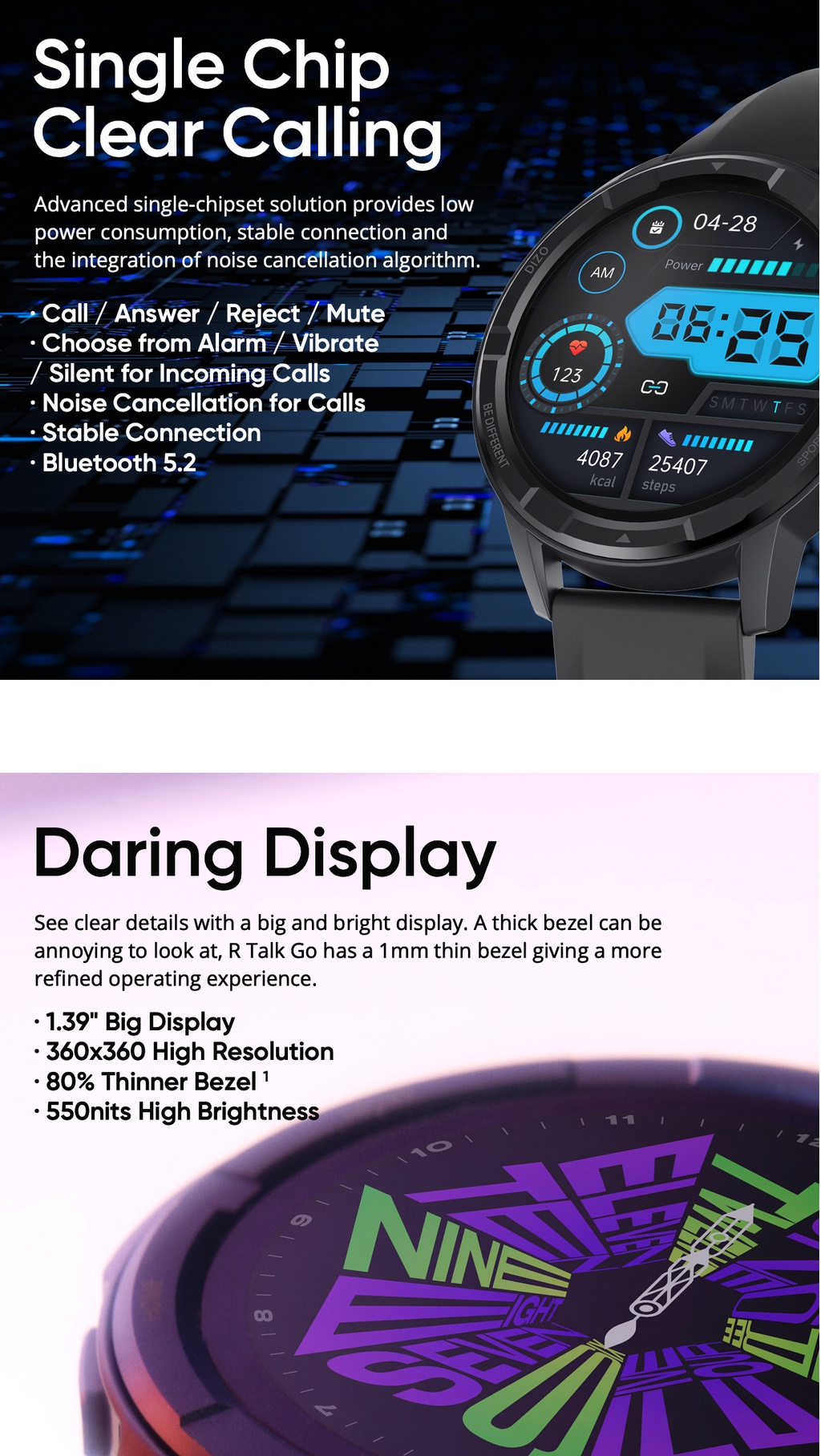 realme DIZO Watch R Talk Go DW21311 AMOLED Screen 5ATM Waterproof Fitness Tracker Sport Smart ...