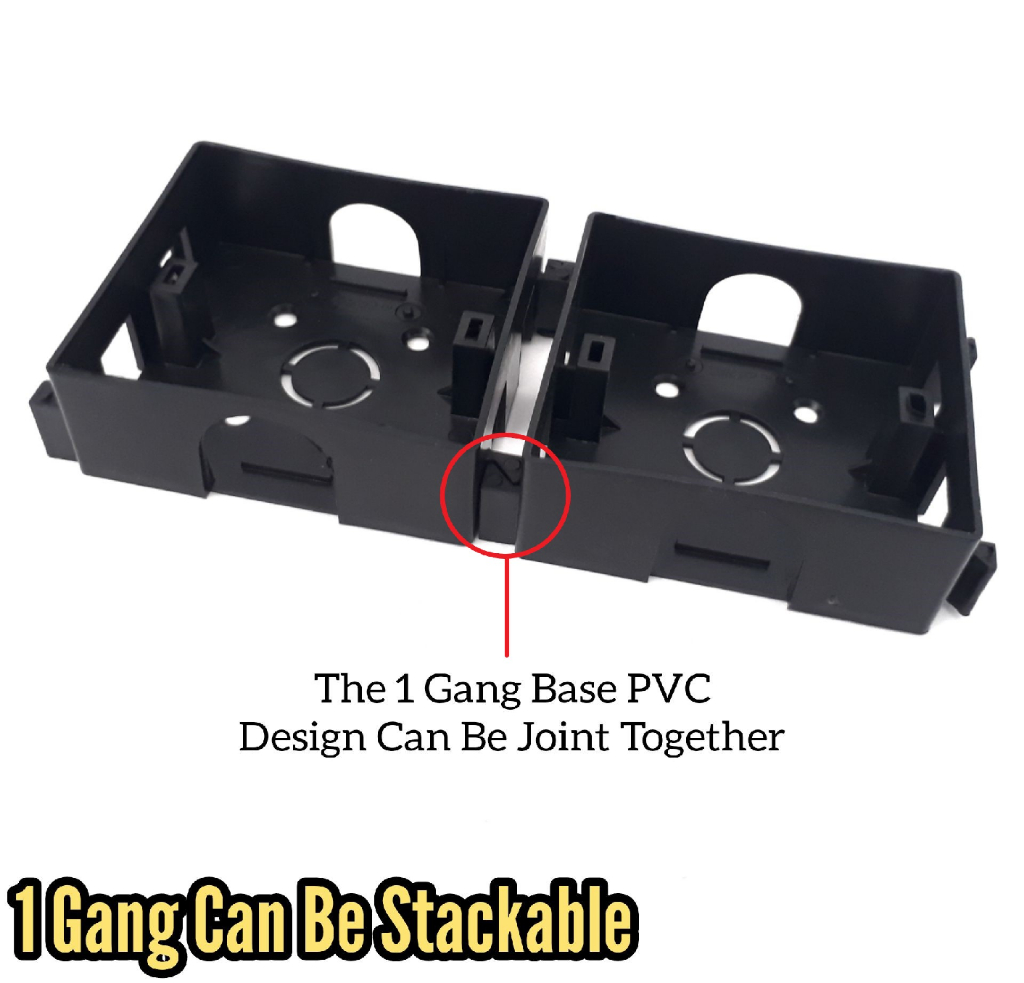 Pvc Electrical Conceal Box Black Box Base Joint Single Double Kotak ...