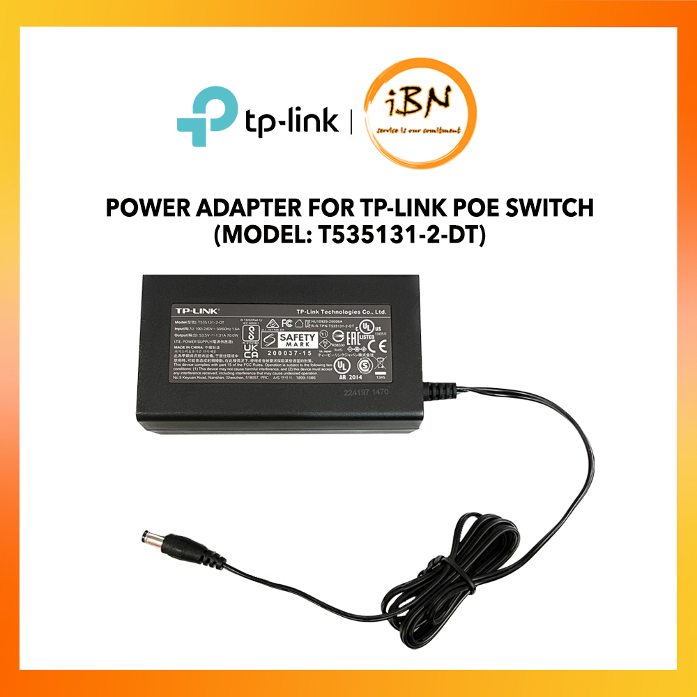 TP-LINK POE SWITCH Power Adapter for 53.5VDC 1.31A 70W 5.5x2.1 Power ...