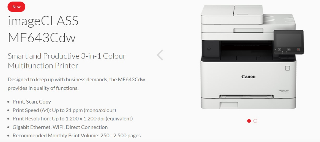 CANON MF641cw MF643cdw IMAGECLASS Laser AIO Colour All in One Printer ...