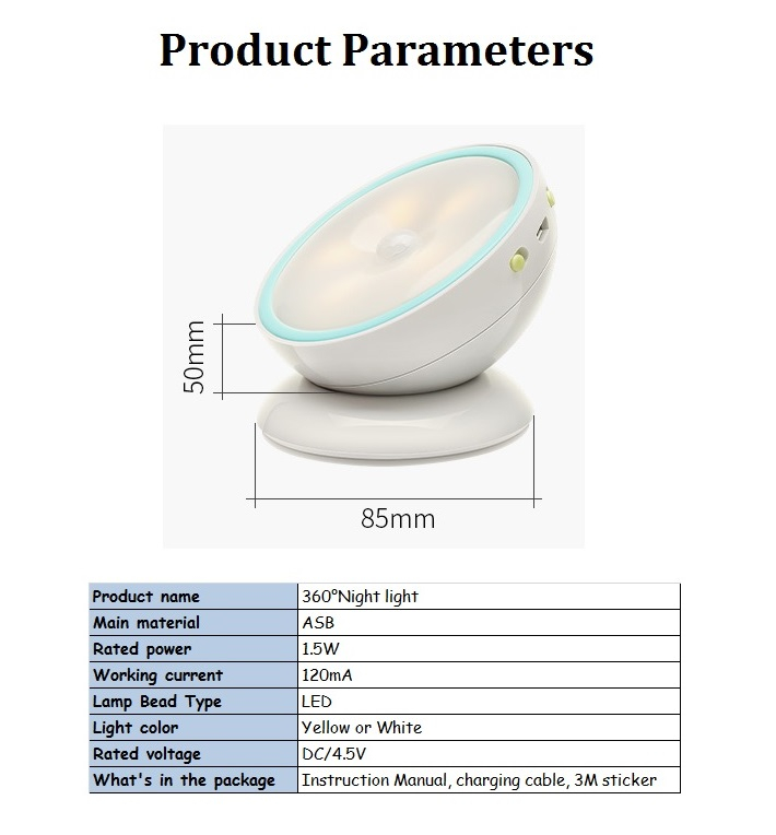 SHUNO USB Rechargeable/LED Light Lampu Motion Sensor Automatik ...