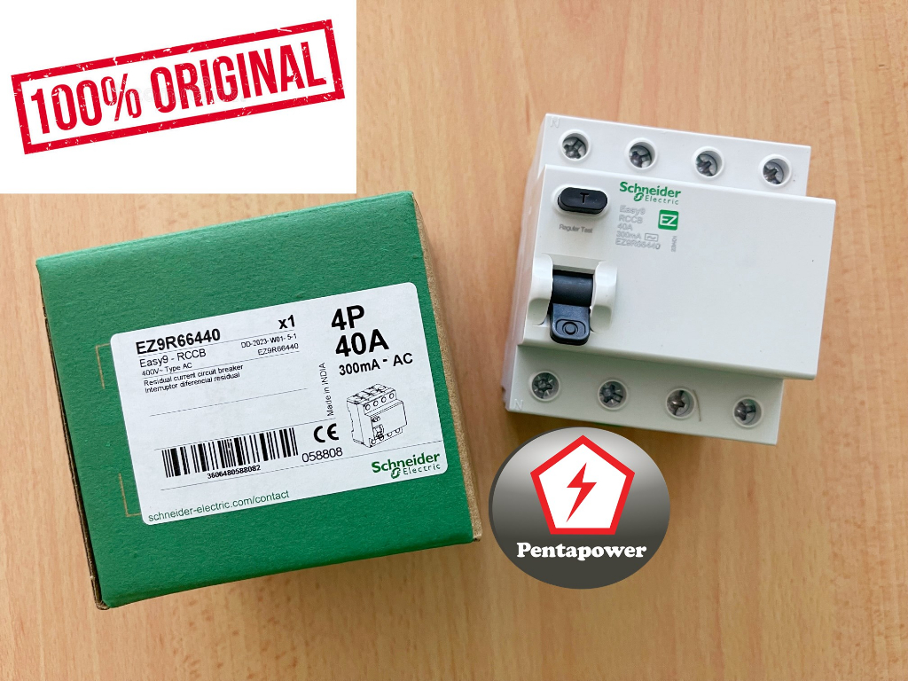 SCHNEIDER EZ9R66440 RCCB ELCB EASY9 4 POLES 40AMP 300MA | Shopee Malaysia