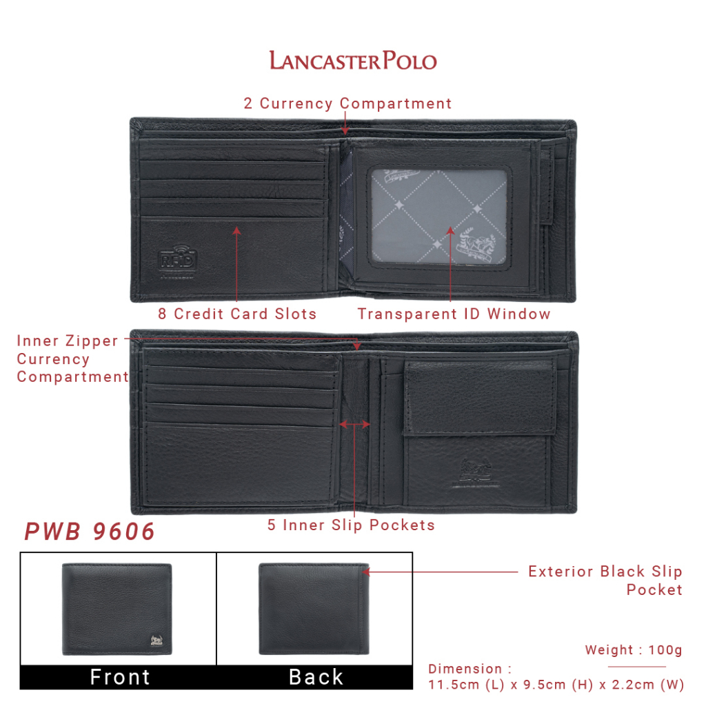 Lancaster Polo Top Grain Leather Bi-Fold RFID Blocking Wallet For Man ...