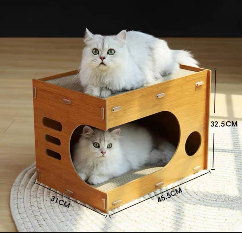 Cat House Cat Square Box Cat Wooden House Cat Nest Cage Cage Rumah ...