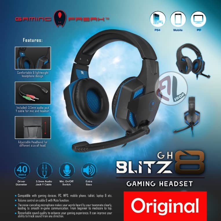 Gaming Freak GH8 BLITZ Over Ear Headset 40MM DRI 3.5MM AUDIO JACK Y ...
