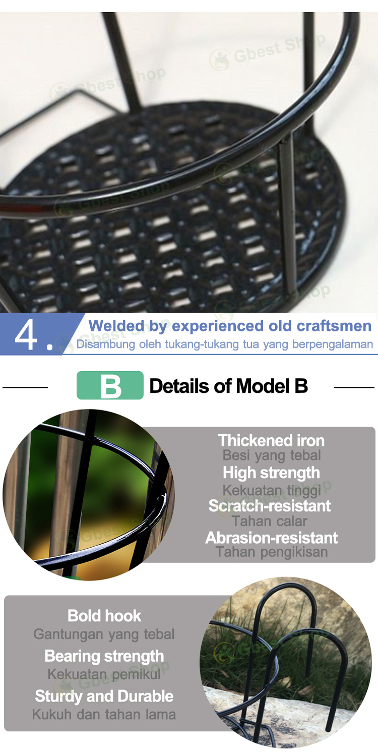 Outdoor Balcony Iron Flower Pot Rack Wall Hanging Planter Stand Plant ...