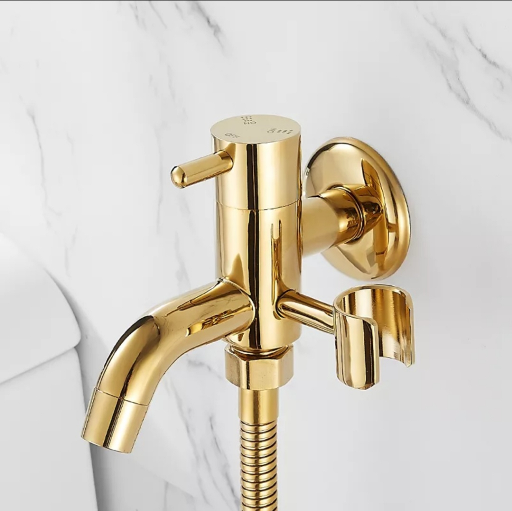 Gold Color Brass Bathroom Handheld Toilet Bidet Sprayer Set With Faucet ...