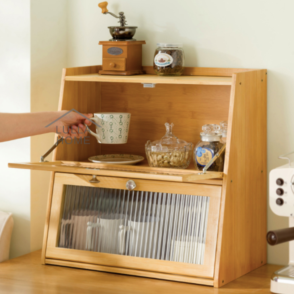 LullaHome Minimalist Muji Nordic Bamboo Cabinet Kitchen Pantry ...