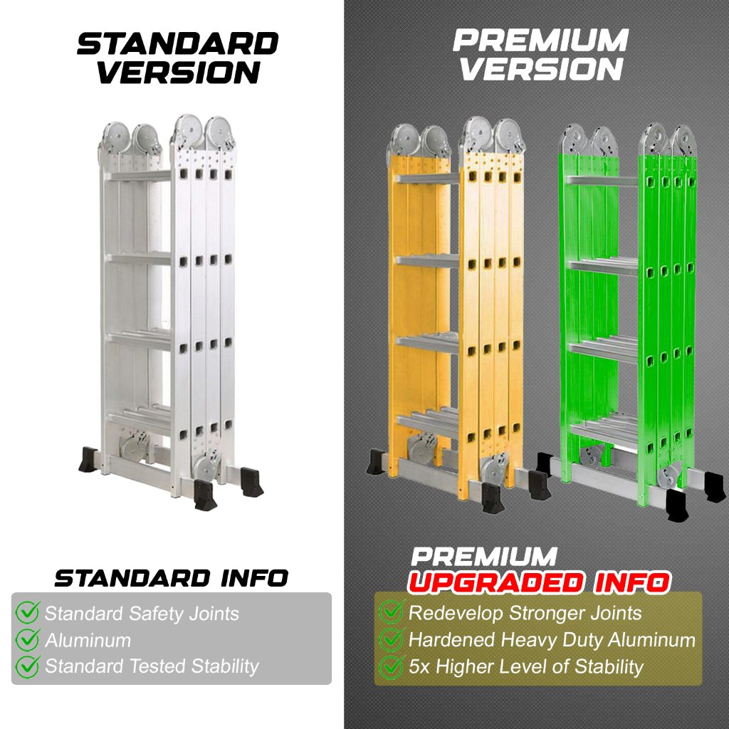 12/16/20/24 Step Aluminium Multipurpose Ladder With Roller Tangga Lipat ...
