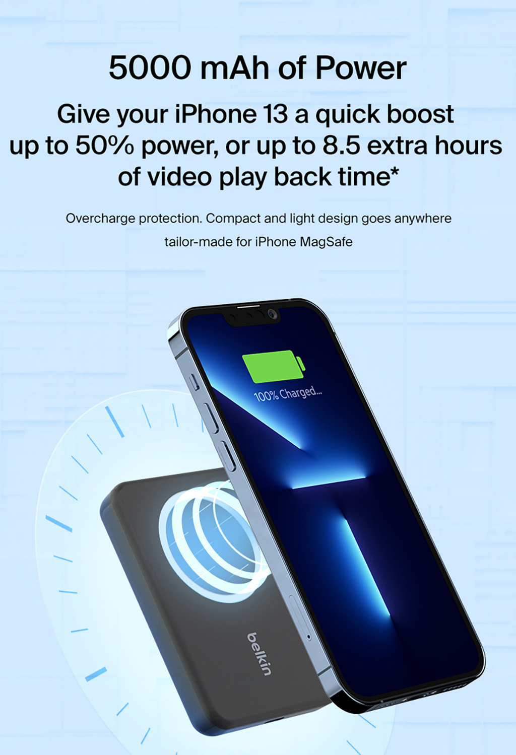 Belkin BPD004 BoostCharge Magnetic Wireless Power Bank 5K + Stand (Iphone16, USB-C device ...