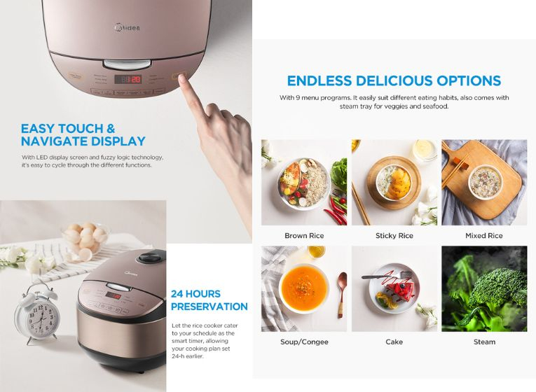 Midea 1.8L Digital Rice Cooker MB-DR5011GL | Shopee Malaysia