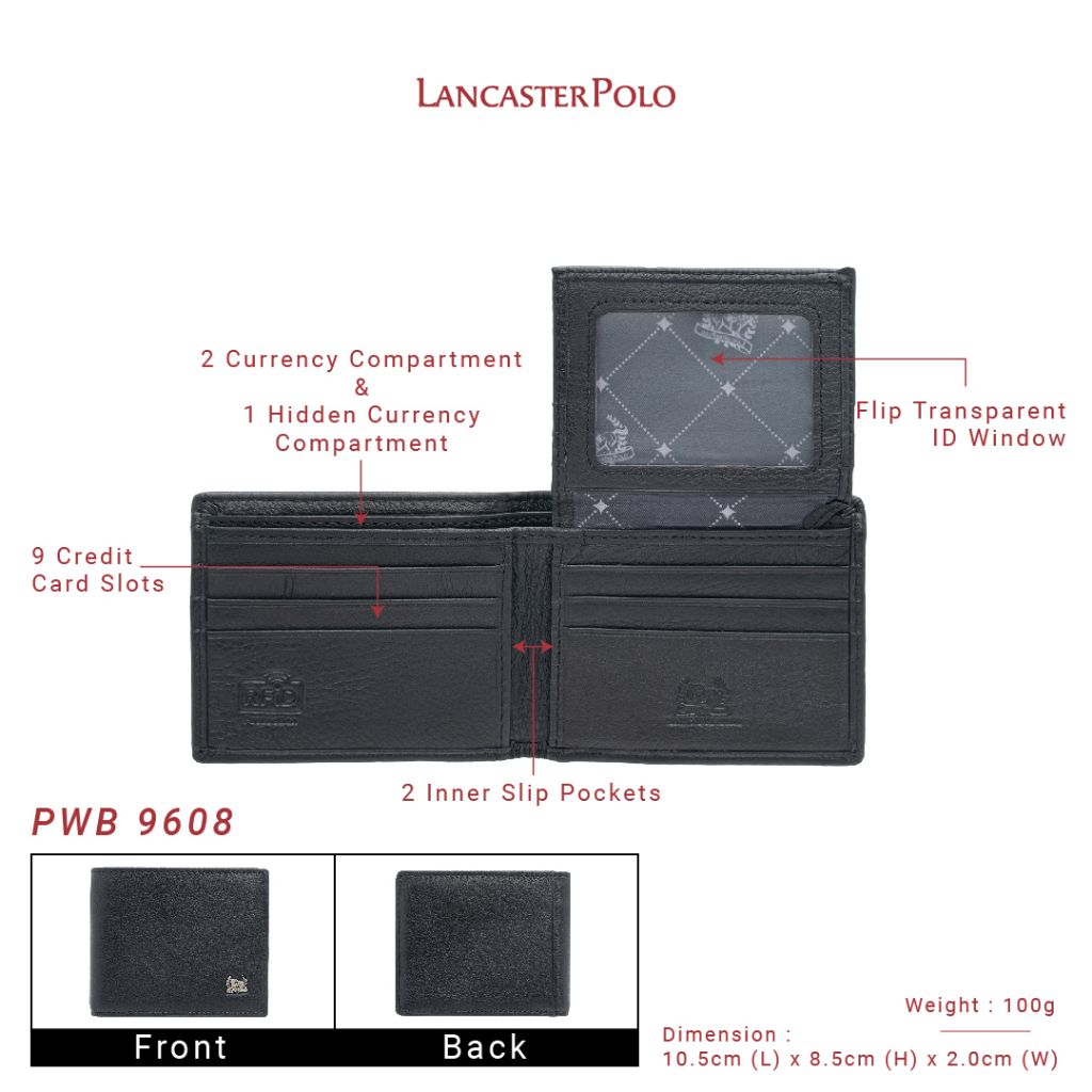 Lancaster Polo Top Grain Leather RFID Blocking Bi-Fold Wallet for Man ...